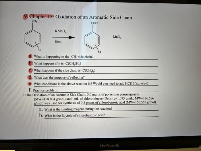 Solved Chapter 15: Oxidation of an Aromatic Side Chain COOH | Chegg.com