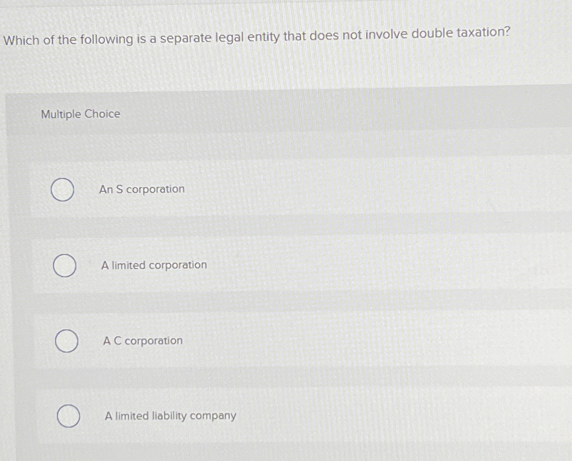 Solved Which of the following is a separate legal entity | Chegg.com