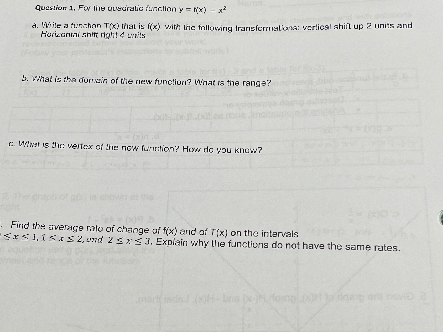 Solved Question 1. ﻿For the quadratic function y=f(x)=x2a. | Chegg.com