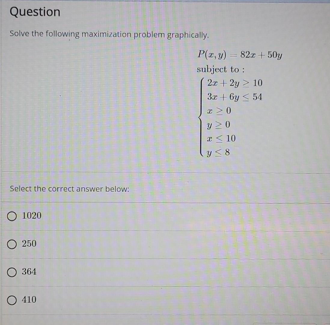 Solved Question Solve the following maximization problem | Chegg.com