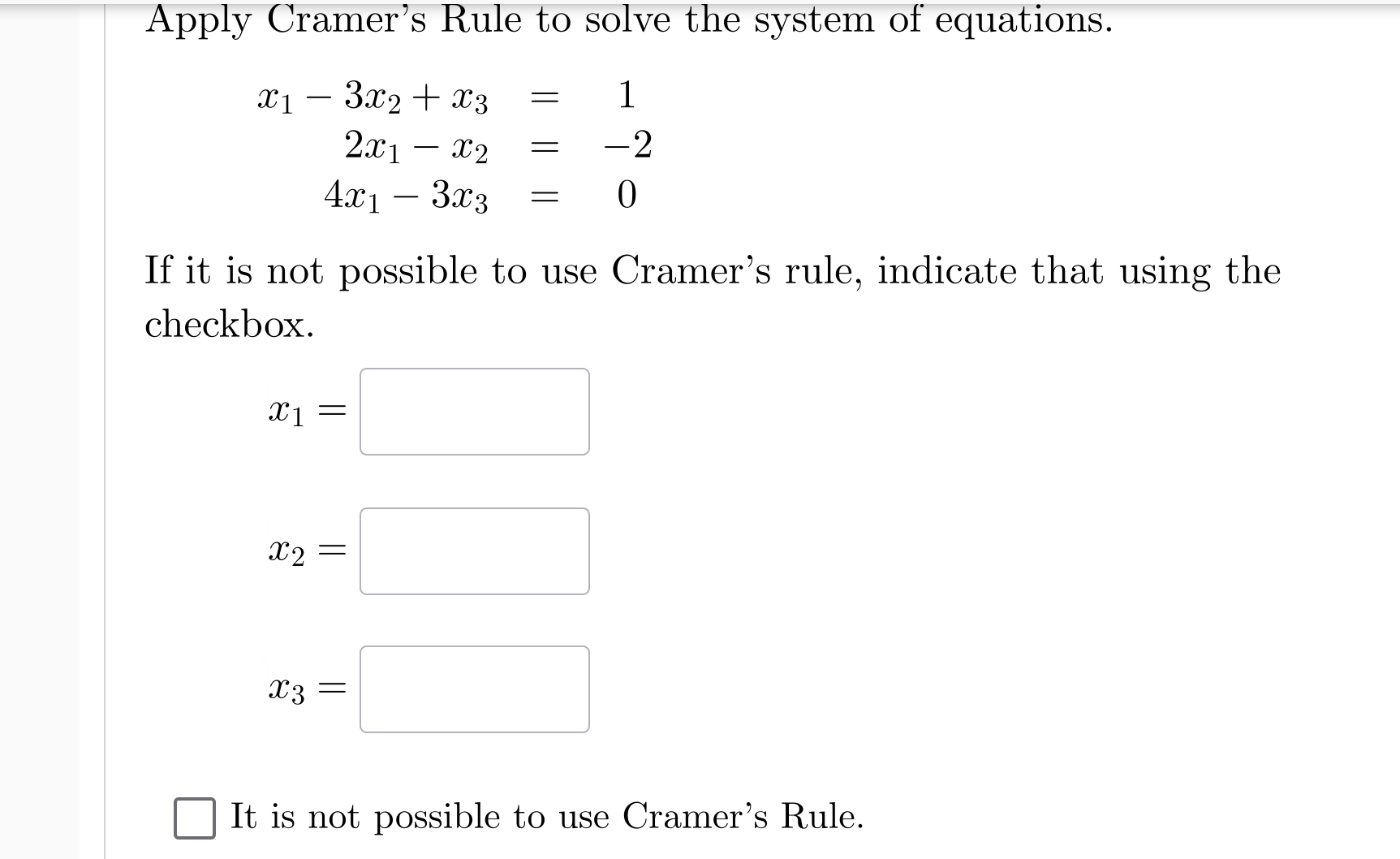 Solved Apply Cramer's Rule to solve the system of | Chegg.com