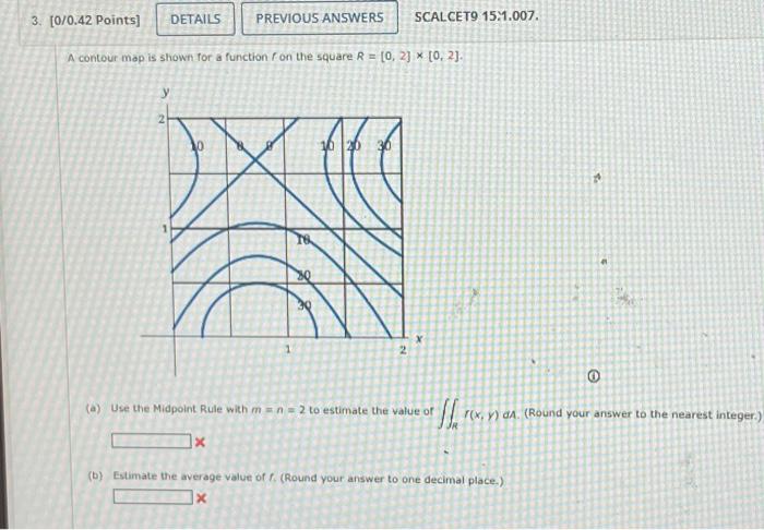 Solved 3. [0/0.42 Points] y DETAILS 2 A contour map is shown | Chegg.com