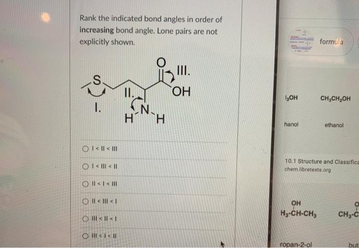 Solved Rank the indicated bond angles in order of increasing | Chegg.com