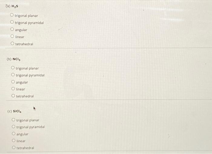 Solved USING VSEPR theory, predict the molecular geometry of | Chegg.com