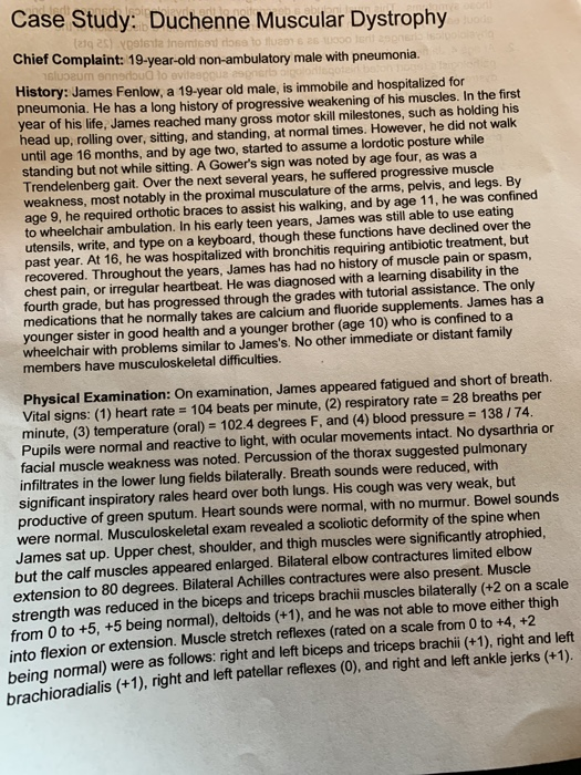 Solved Case Study: Duchenne Muscular Dystrophy voosta | Chegg.com