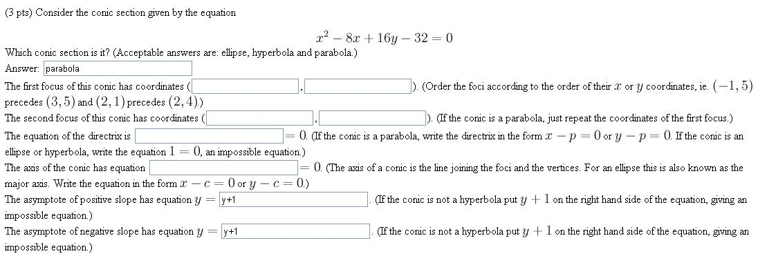 Consider the conic section given by the equation x2 | Chegg.com
