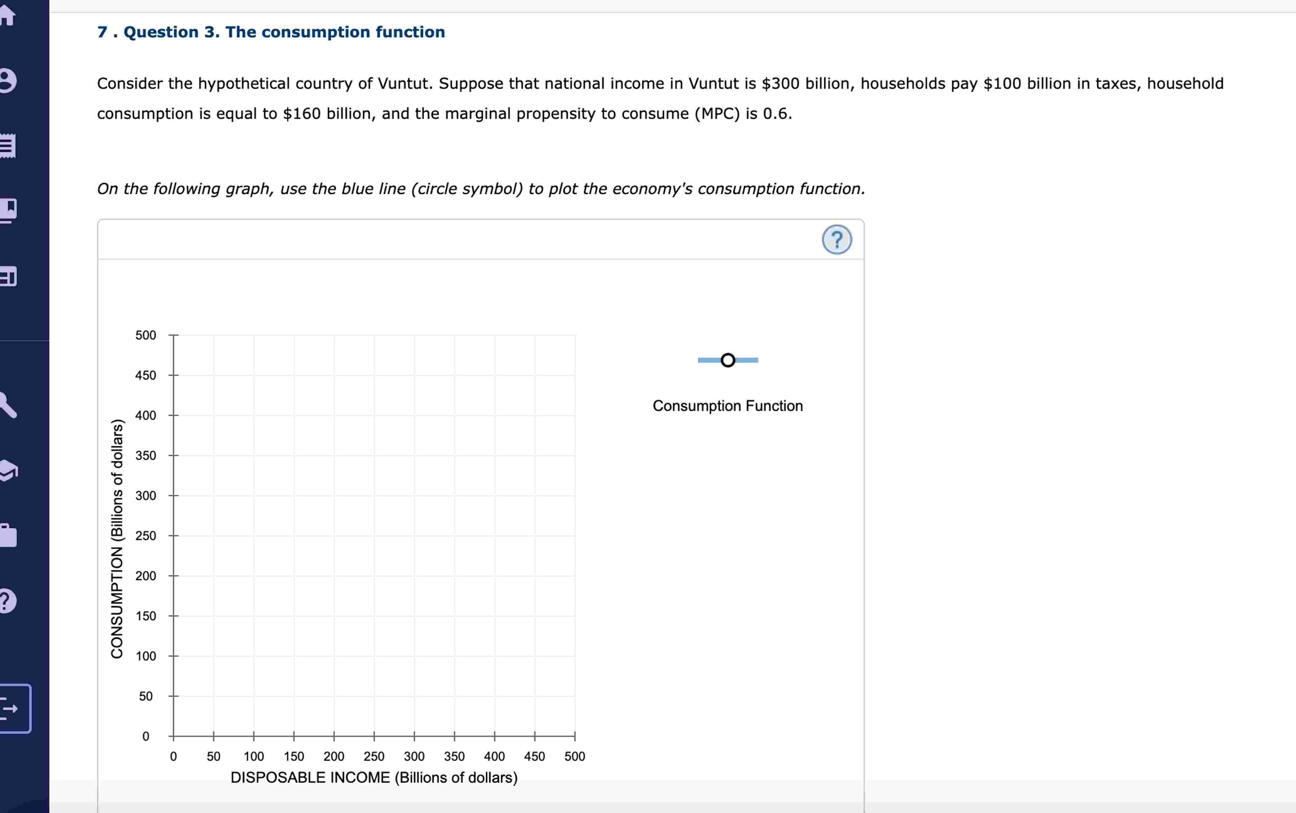 Solved 7 . ﻿Question 3. ﻿The consumption functionConsider | Chegg.com