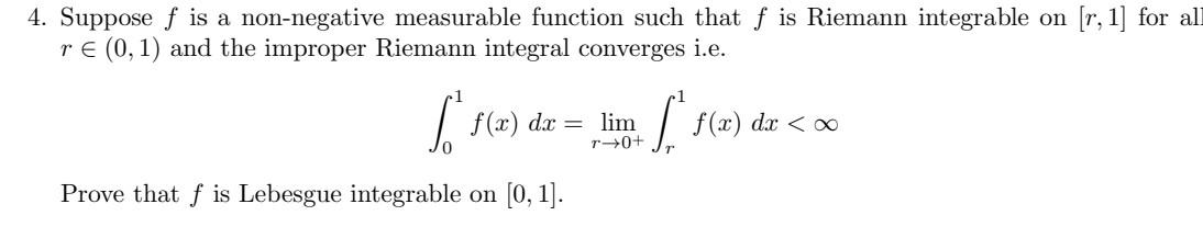 Solved 4. Suppose f is a non-negative measurable function | Chegg.com