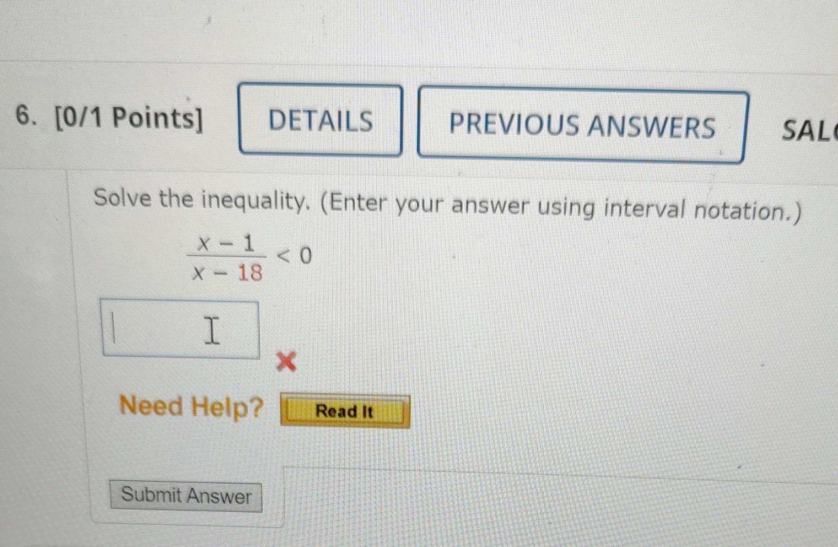 Solved Solve the inequality. (Enter your answer using | Chegg.com