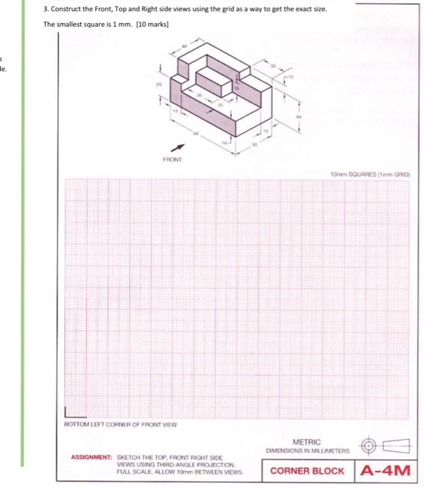 Solved 3. Construct the front, Top and Right side views | Chegg.com