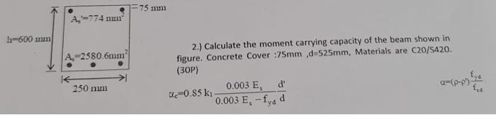 Solved 2.) Calculate the moment carrying capacity of the | Chegg.com
