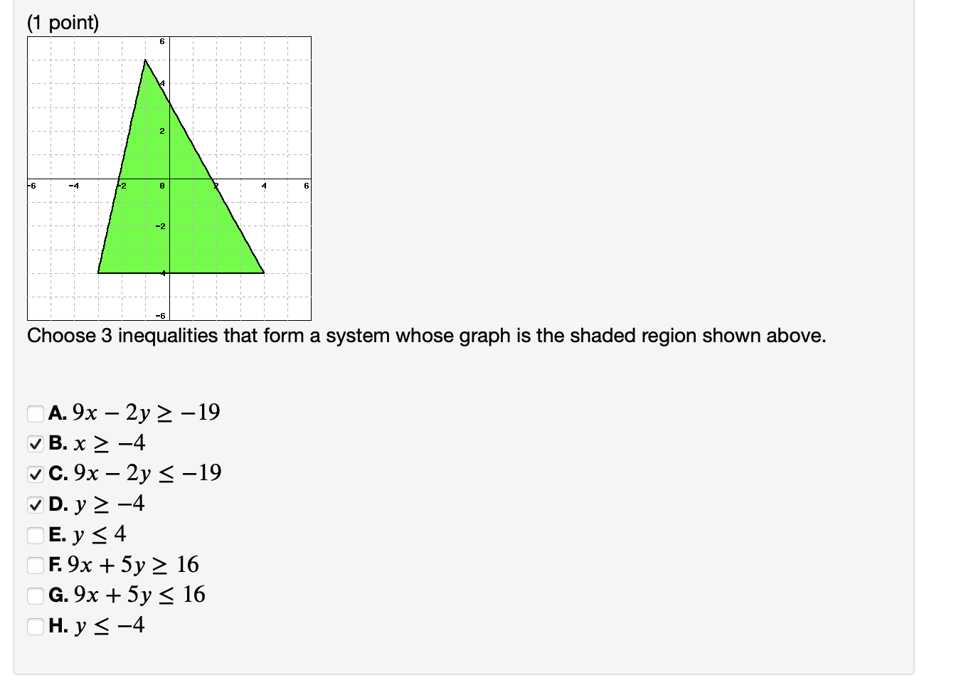 Solved Choose 3 ﻿inequalities that form a system whose graph | Chegg.com