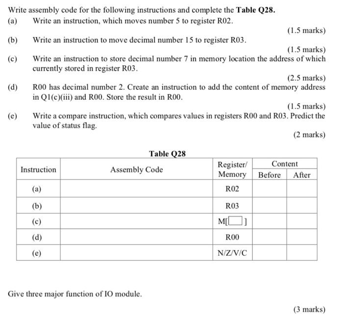 Solved A Write Assembly Code For The Following 