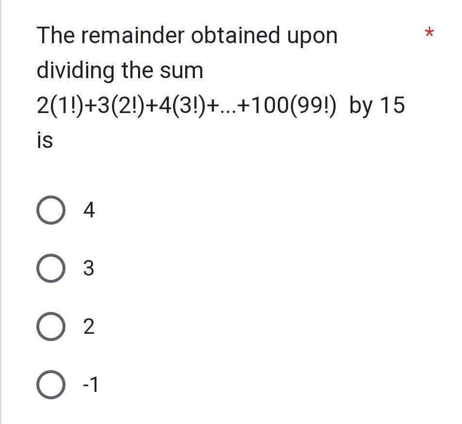 Solved The remainder obtained upon dividing the sum | Chegg.com