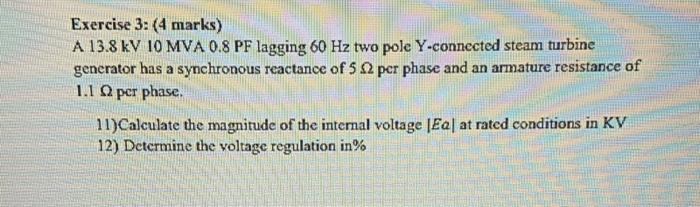 Solved Exercise 1: (8 Marks) A single-phase power system is | Chegg.com