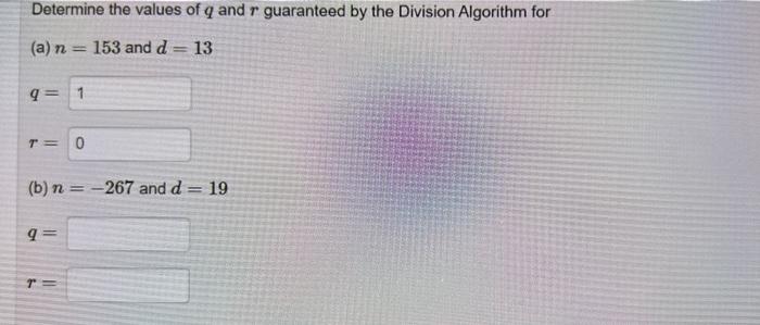 Solved Determine the values of q and r guaranteed by the | Chegg.com