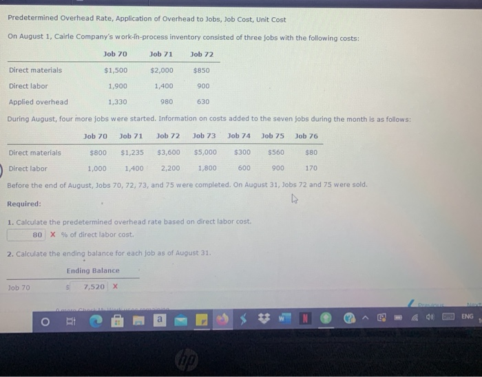 Solved Predetermined Overhead Rate, Application of Overhead | Chegg.com