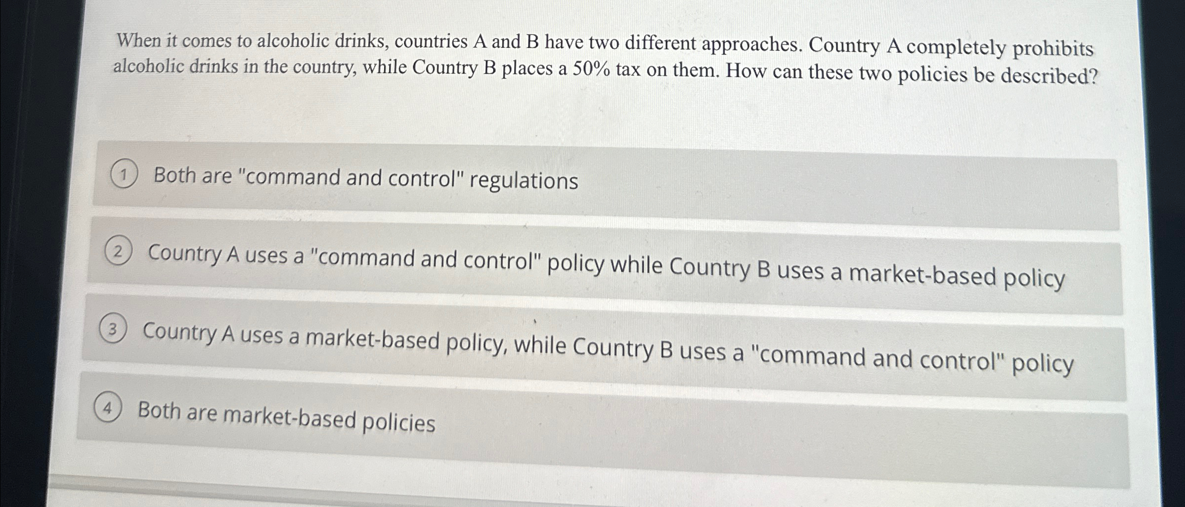 Solved When it comes to alcoholic drinks, countries A and B | Chegg.com