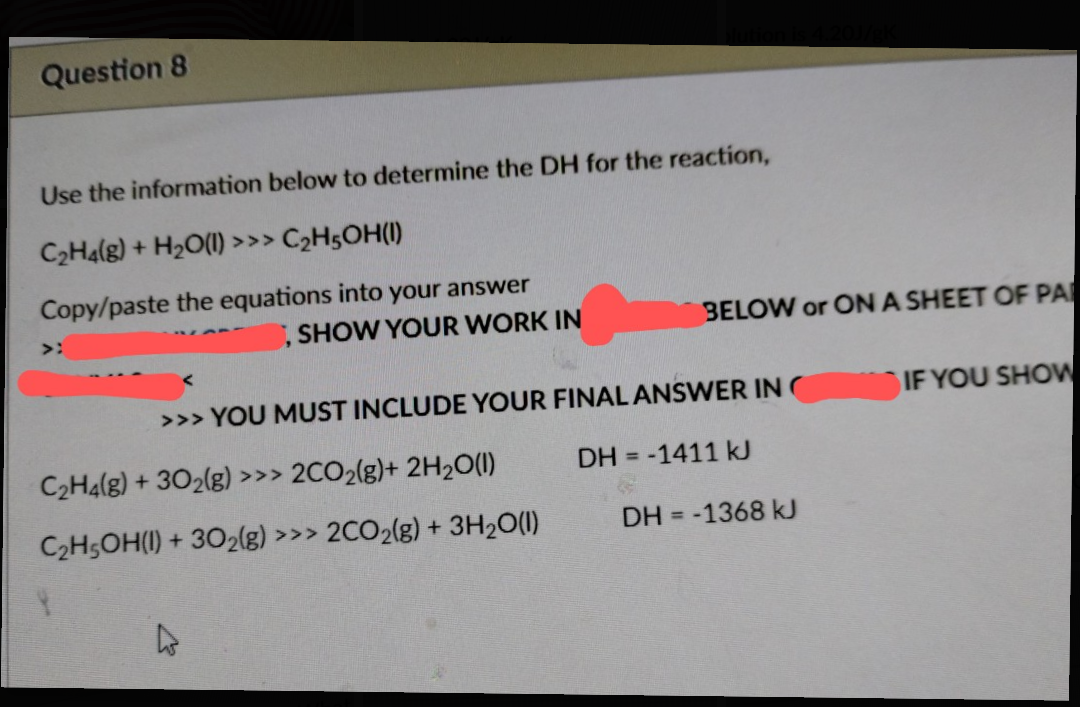 Solved Use the information below to determine the DH for the | Chegg.com