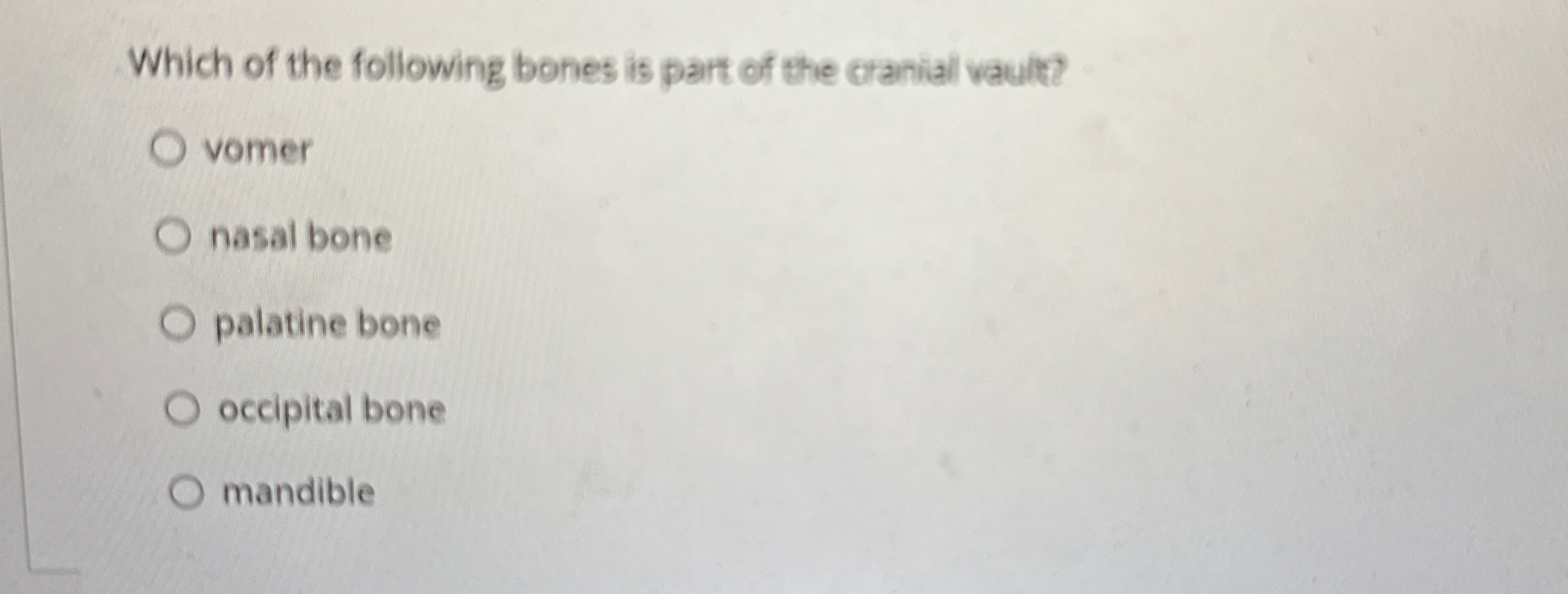 Solved Which of the following bones is part of the cranial | Chegg.com