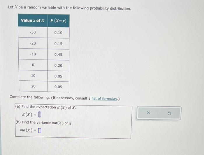 Solved Let X be a random variable with the following | Chegg.com