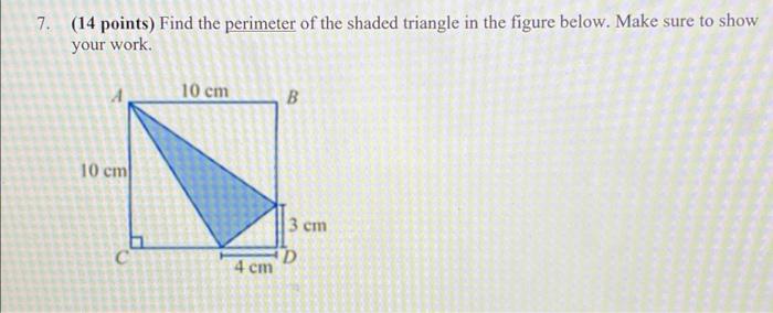 Solved 7. (14 points) Find the perimeter of the shaded | Chegg.com