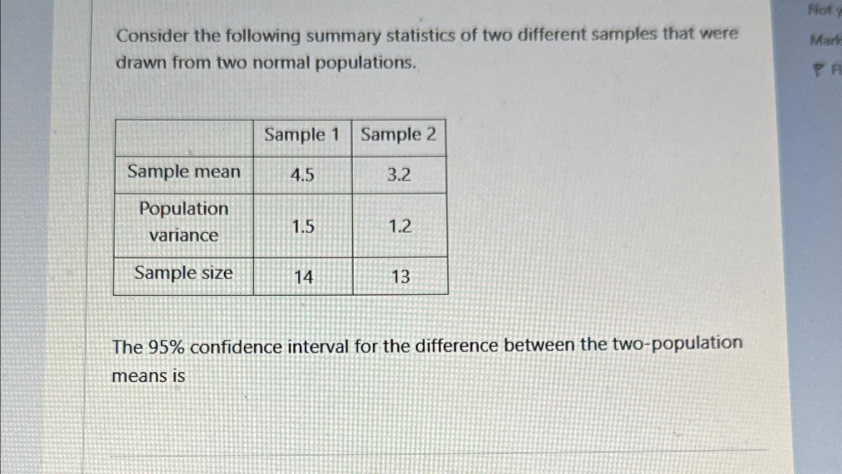 Solved Consider the following summary statistics of two | Chegg.com