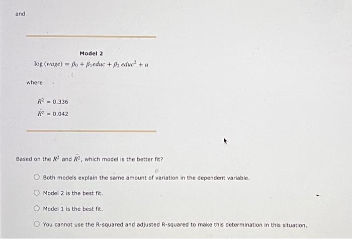 Solved Consider the following two models relating wages and | Chegg.com
