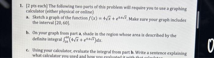 Solved 1. [2 pts each] The following two parts of this | Chegg.com