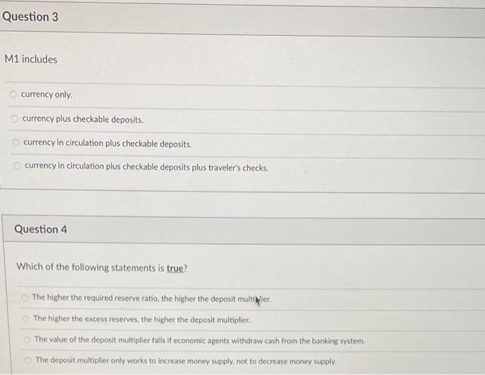 Solved M1 includes currency only. currency plus checkable | Chegg.com