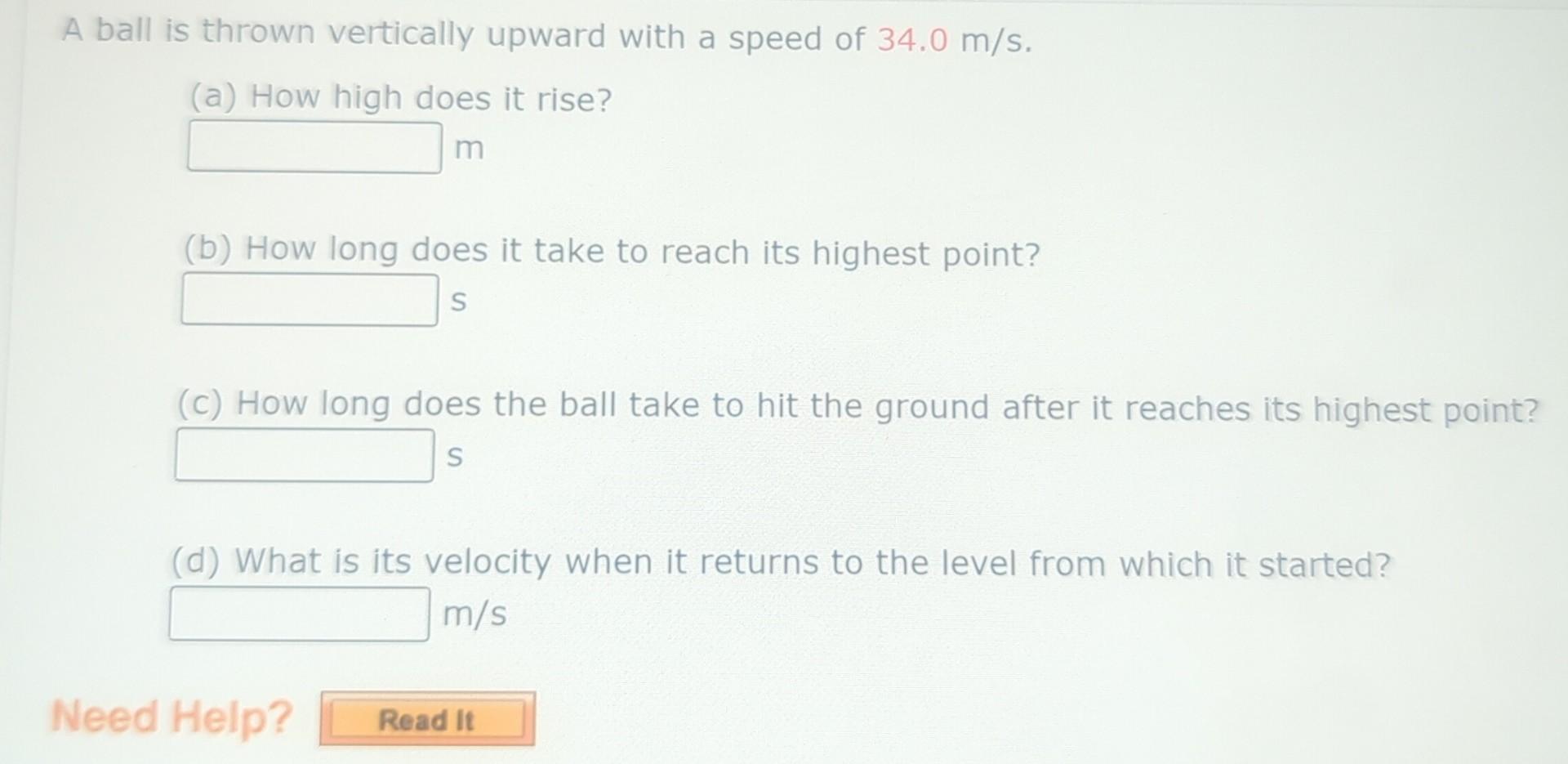 Solved A ball is thrown vertically upward with a speed of | Chegg.com