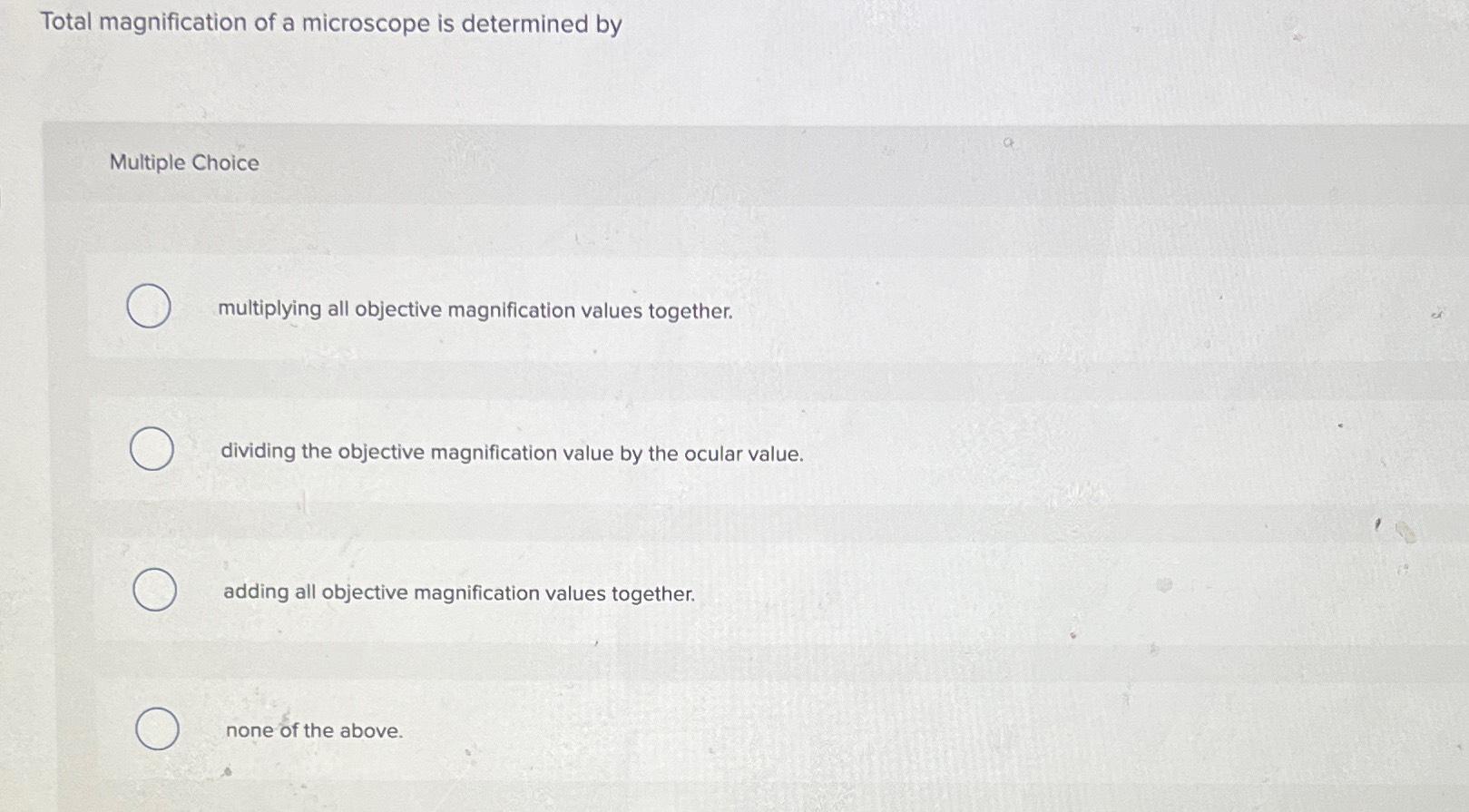 Solved Total magnification of a microscope is determined | Chegg.com