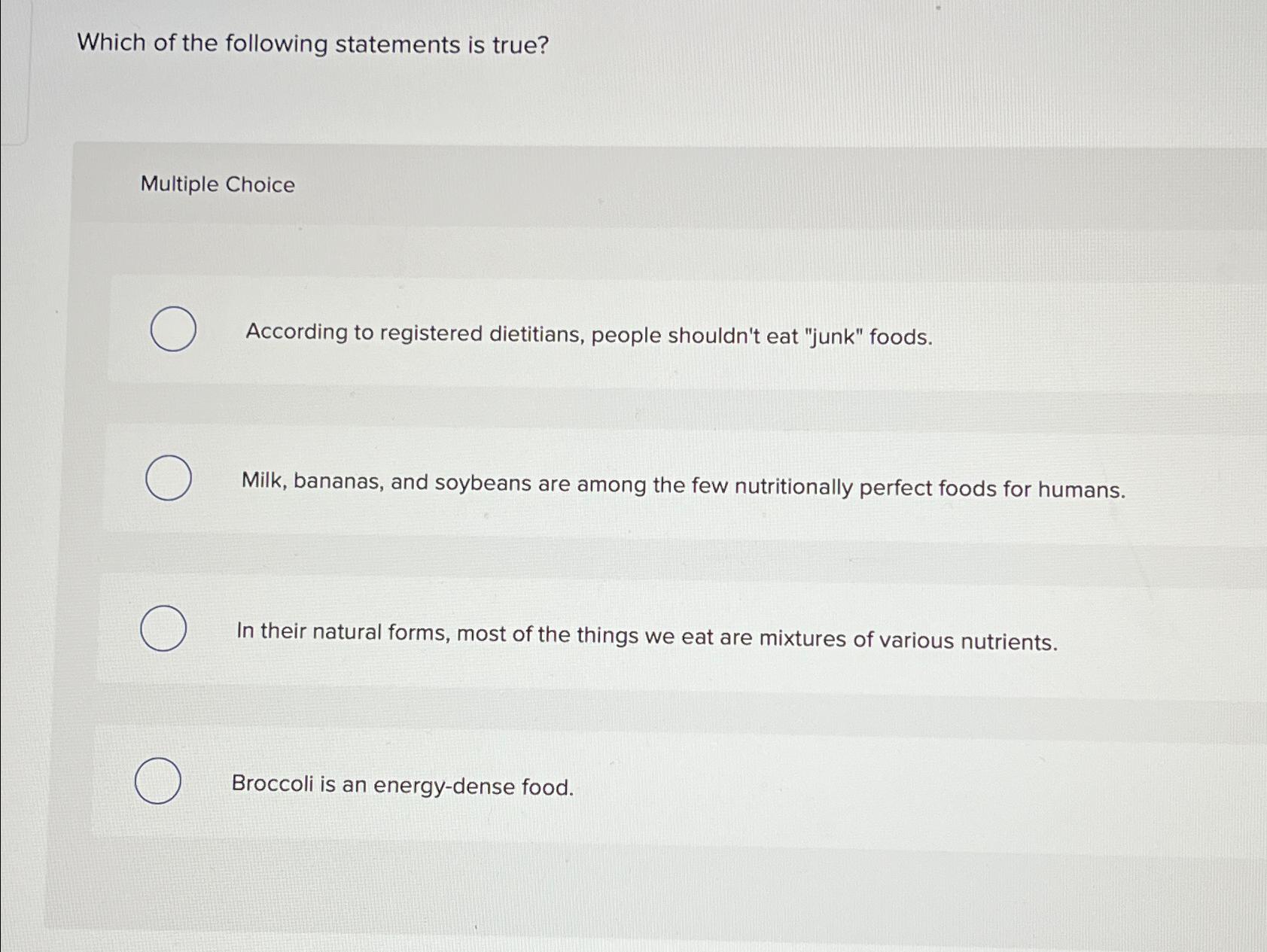Solved Which of the following statements is true?Multiple | Chegg.com