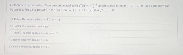 Solved Determine whether Rolle's Theorem can be applied to | Chegg.com
