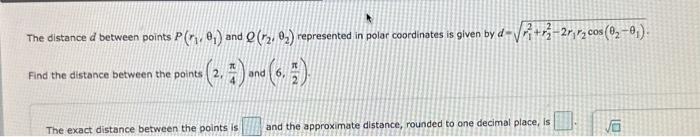 Solved The distance d between points P(₁.0₁) and (2, 02) | Chegg.com