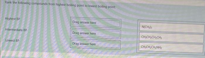 Solved Rank the following compounds from highest boiling | Chegg.com