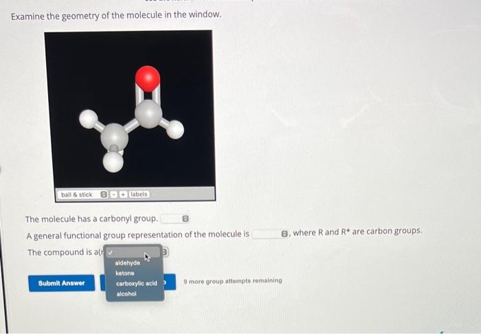 Solved Examine the geometry of the molecule in the window. | Chegg.com