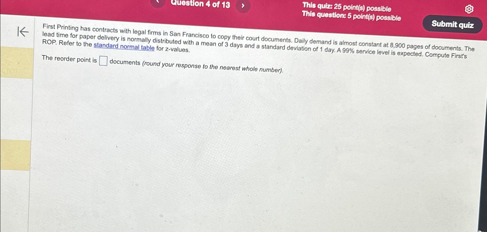 Solved Cuestion 4 ﻿of 18This quize 25 ﻿point(s) | Chegg.com