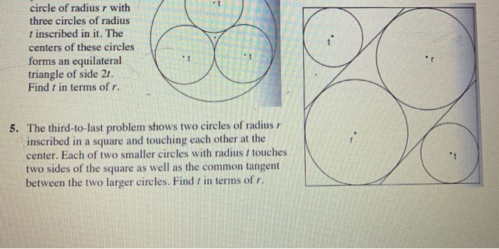 Solved * circle of radius r with three circles of radius I | Chegg.com