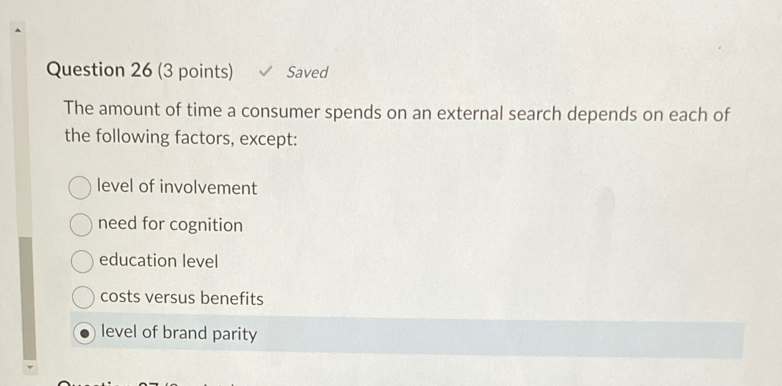 Solved Question 26 (3 ﻿points) ﻿SavedThe amount of time a | Chegg.com