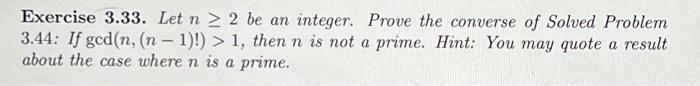 Solved Exercise 3.33. Let n≥2 be an integer. Prove the | Chegg.com