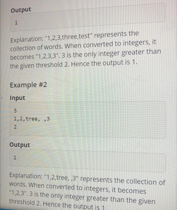 Solved Integers greater than a threshold You are given a | Chegg.com