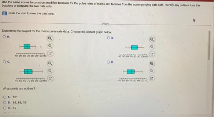 Solved Use the same scales to construct modified boxplots | Chegg.com