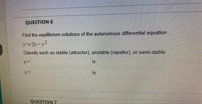 Solved Find the equilibrium solutions of the autonomous | Chegg.com