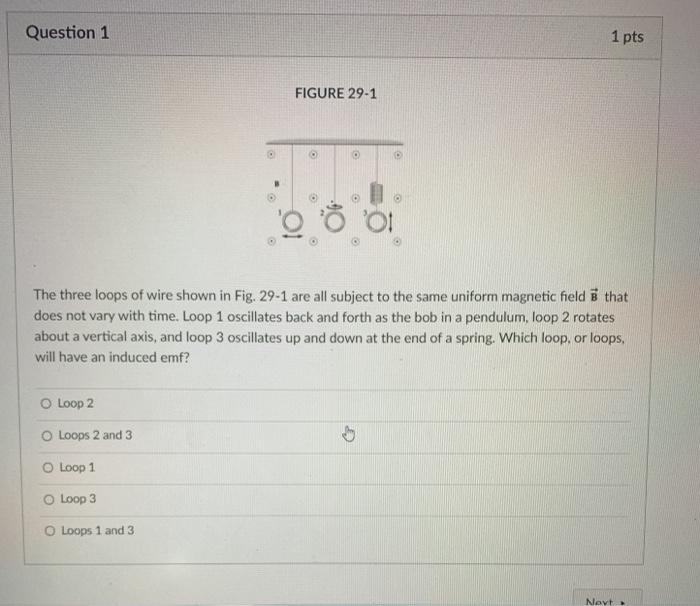 Solved Question 1 1 pts FIGURE 29-1 . . . 10 The three loops | Chegg.com
