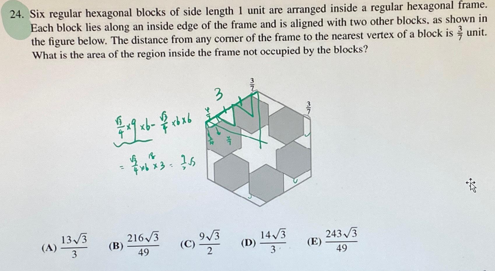 Solved Six Regular Hexagonal Blocks Of Side Length 1 ﻿unit