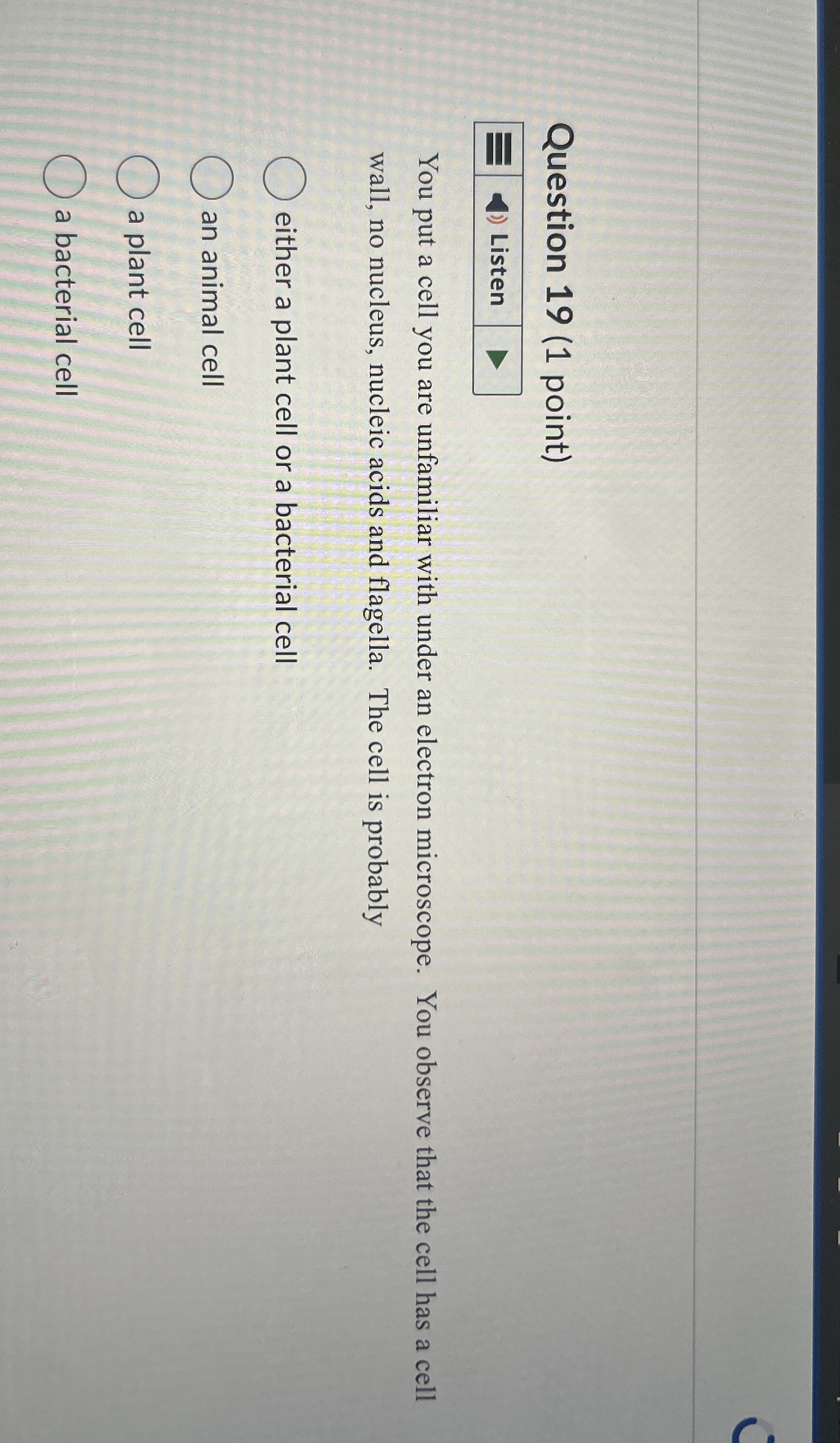 Solved Question 19 (1 ﻿point)You put a cell you are | Chegg.com