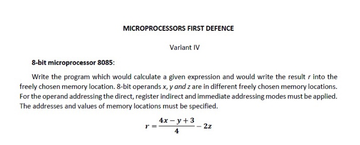 Solved MICROPROCESSORS FIRST DEFENCE Variant IV 8-bit | Chegg.com