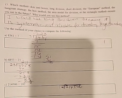 Solved Which method-dots and boxes, long division, short | Chegg.com