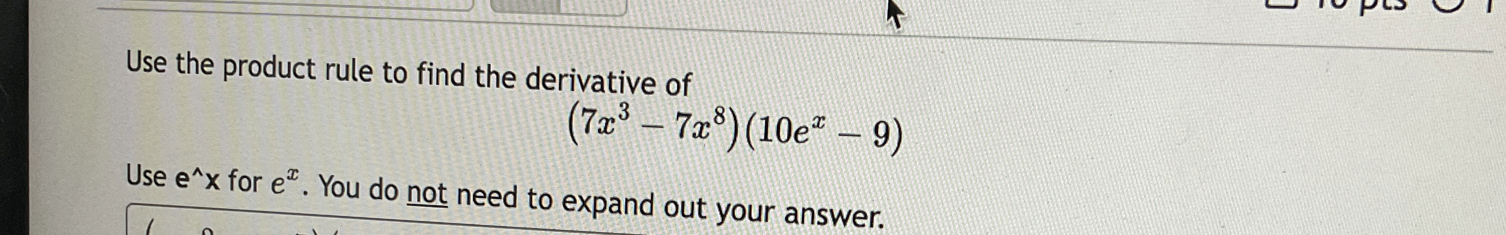 Use the product rule to find the derivative | Chegg.com